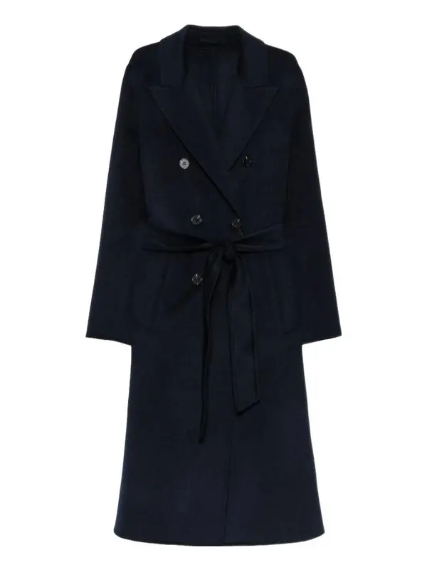 Marella Double-breasted Belted Coat - Navy Blue