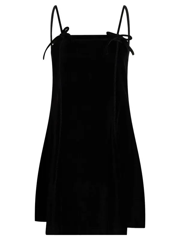 GANNI Velvet Flared Dress - Black