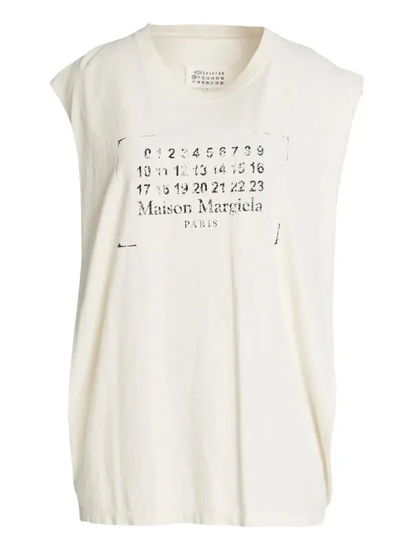 MAISON MARGIELA Printed Sleeveless T-shirt - White