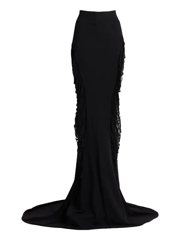 Rick Owens Wool Long Skirt - Black