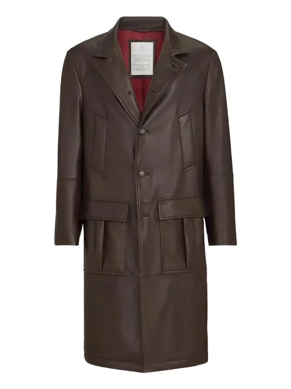 Brunello Cucinelli Nappa Leather Overcoat - Brown