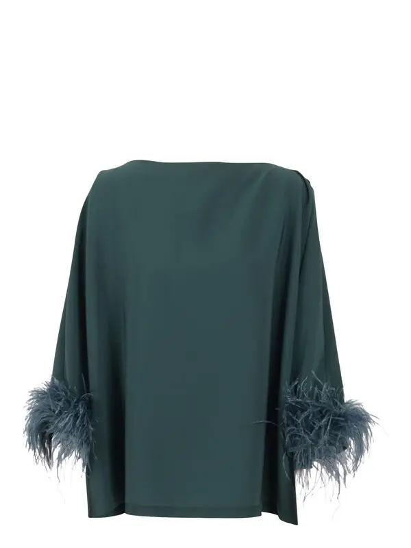 GIANLUCA CAPANNOLO Feather-trimmed Top - Green