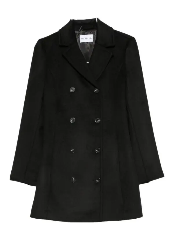 Marella Double-breasted Wool Coat - Black
