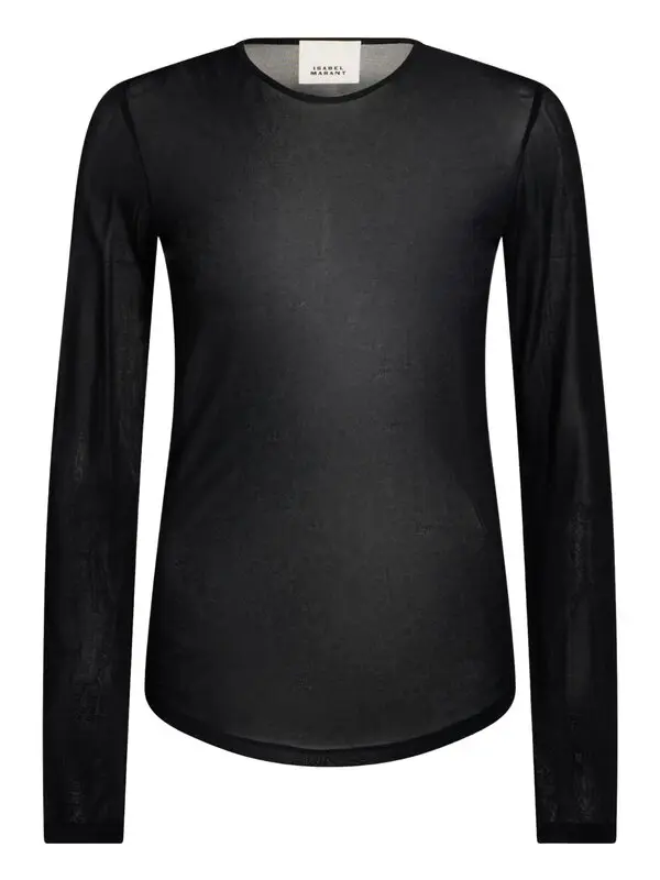 Isabel Marant Étoile Sheer Georgette Long Sleeve Top - Black