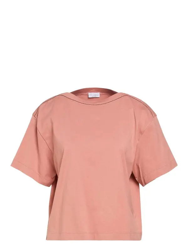 Brunello Cucinelli Short Sleeve Embellished Boatneck T-shirt - No