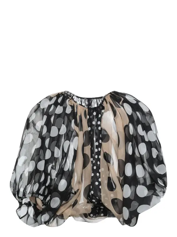 Dolce & Gabbana Printed Silk Chiffon Crop Top - Sand-colored