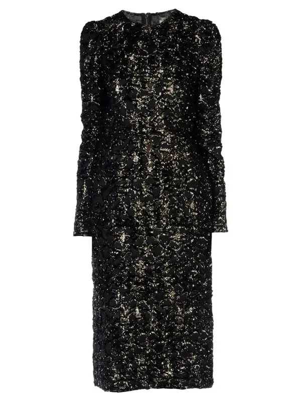 Dolce & Gabbana Solidcolor Woven Longsleeve Dress - Black