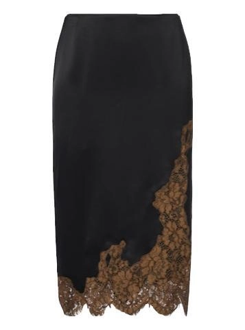 Dorothee Schumacher Lace-trimmed Satin Midi Skirt - Black