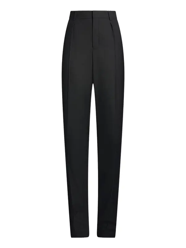 Saint Laurent Minimalist Straightleg Wool Trousers - Black