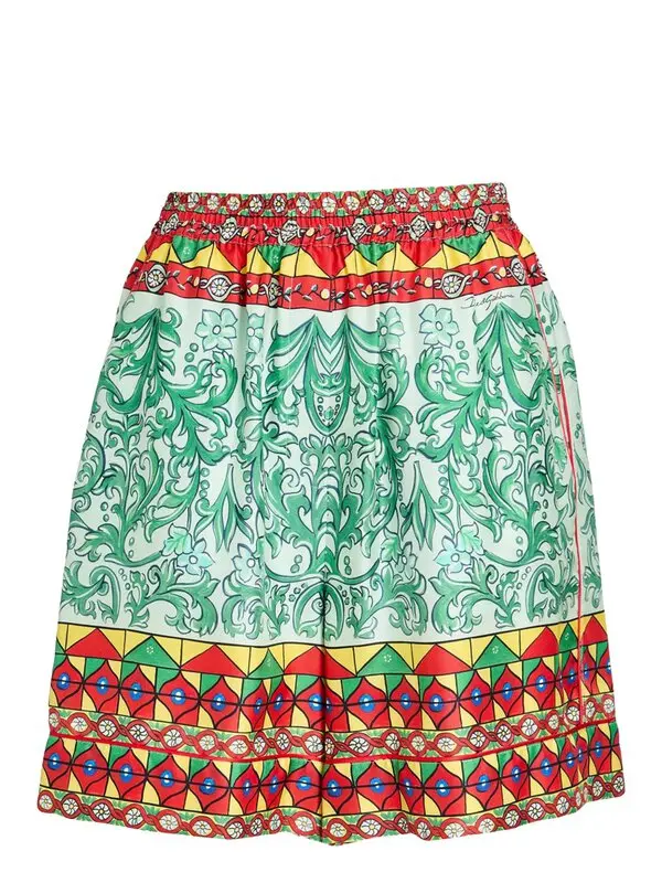 Dolce & Gabbana Dolce Gabbana Printed Satin Shorts - Green