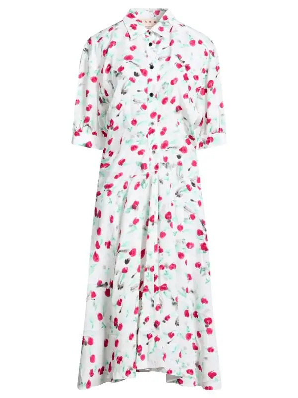 Marni Floral-print Crepe Shirt Dress - White