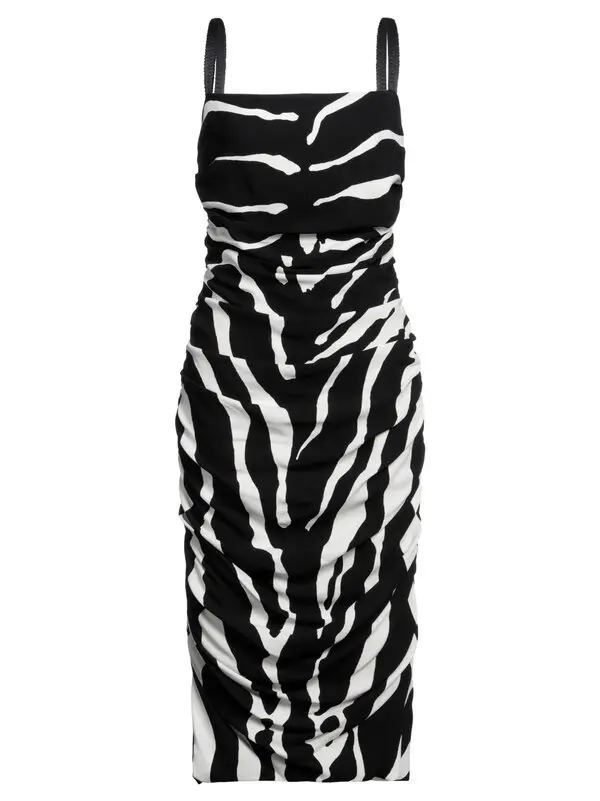 Dolce & Gabbana Zebra-print Crepe Midi Dress - Black