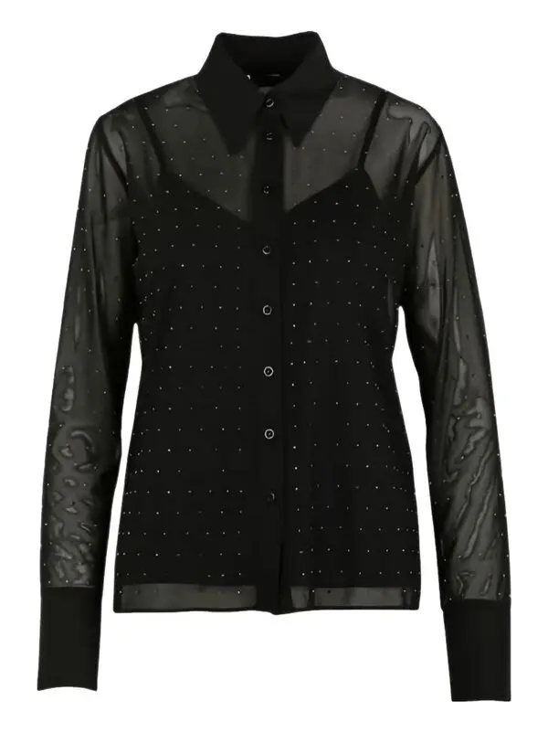 Liu Jo Straight-cut Shirt With Clear Rhinestones - Black