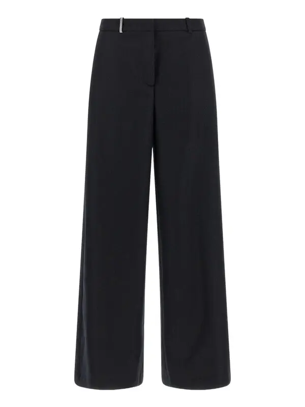 Peserico Metallic Virgin Wool Straight-leg Trousers - Blue