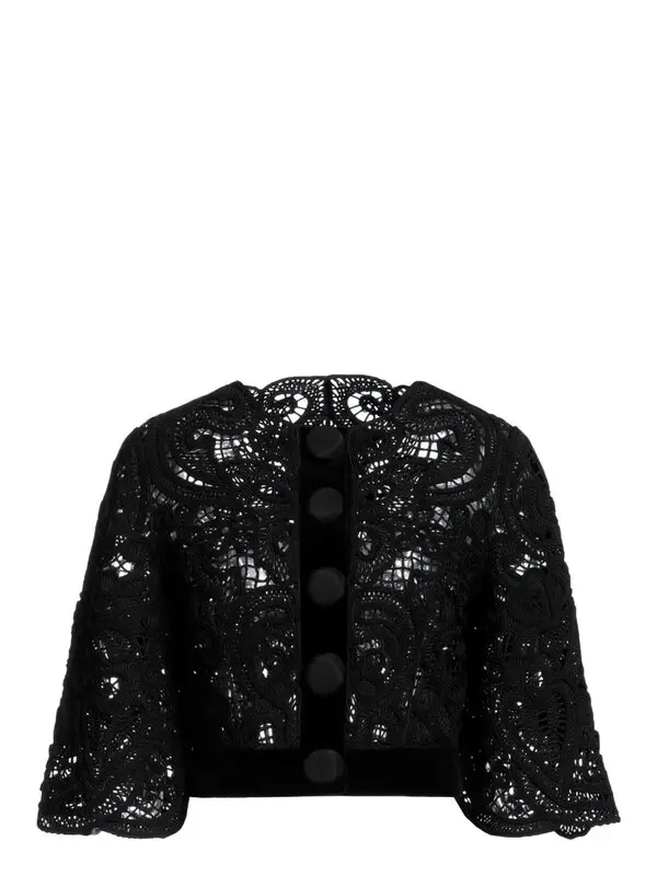 Dolce & Gabbana Velvet And Lace Blazer - Black