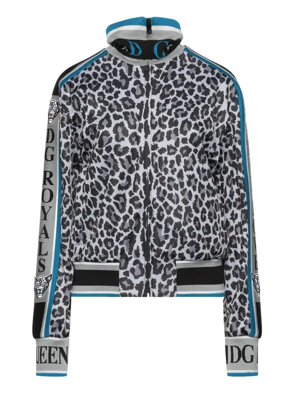 Dolce & Gabbana Leopardprint Fleecelined Turtleneck Coat - Grey