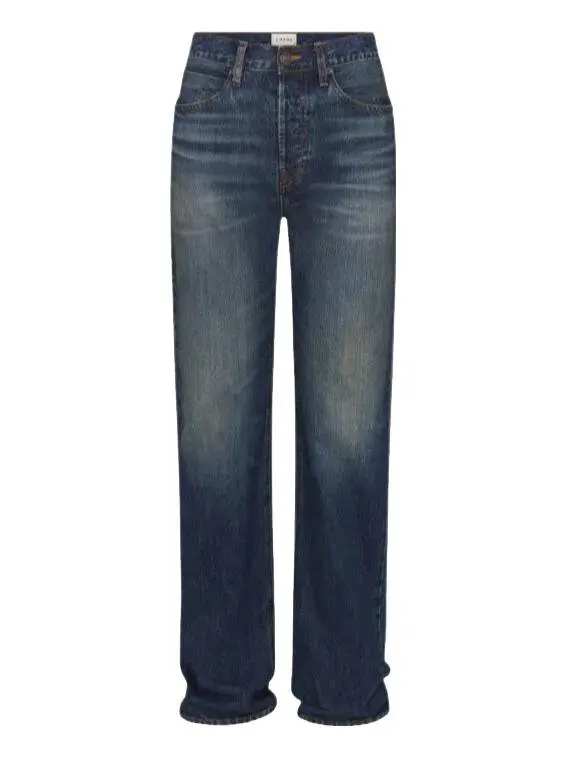 FRAME Faded Straight-leg Jeans - Indigo