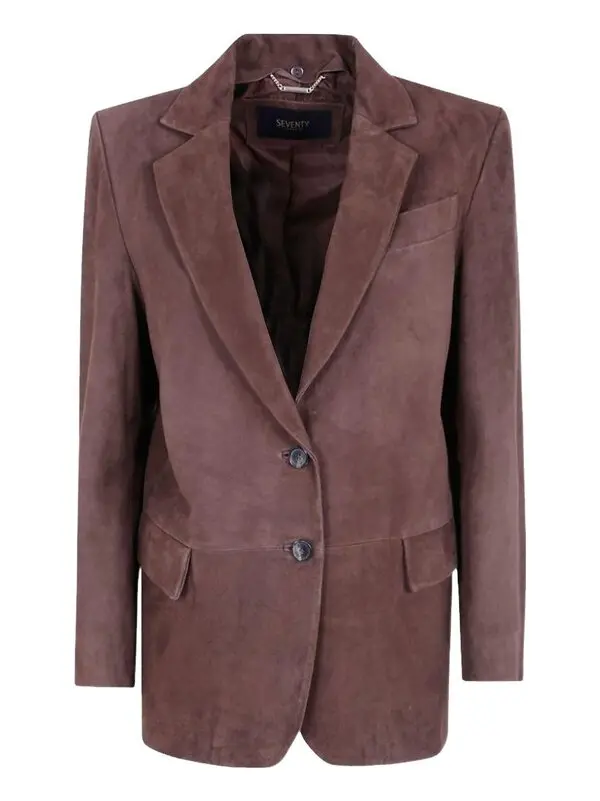 Seventy Suede Single-breasted Blazer - Brown