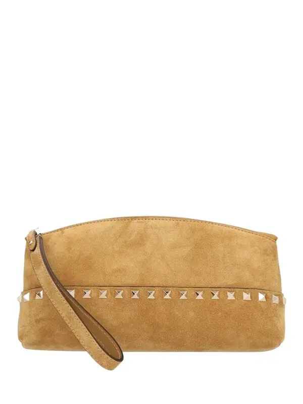 Valentino Garavani Studded Zip-top Clutch - Beige