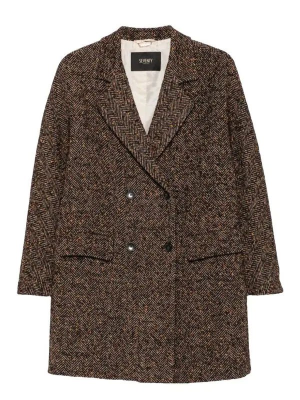 Seventy Long-sleeved Double-breasted Coat - Black