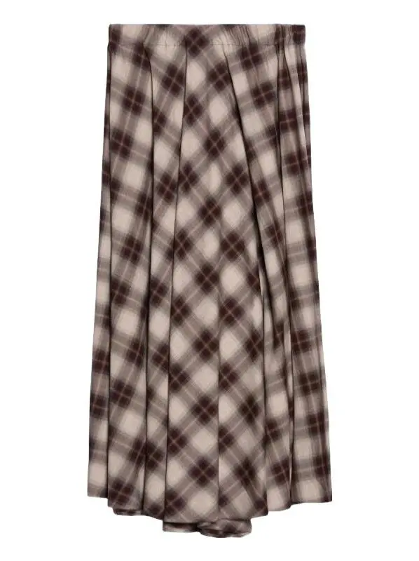 IBLUES Plaid Skirt - Brown