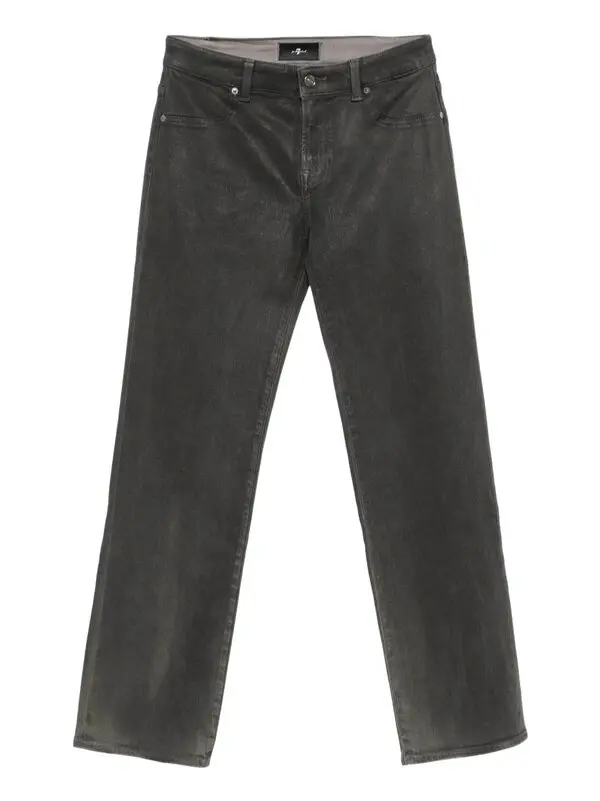 7 For All Mankind Calie Logo-patch Straight Jeans - Grey