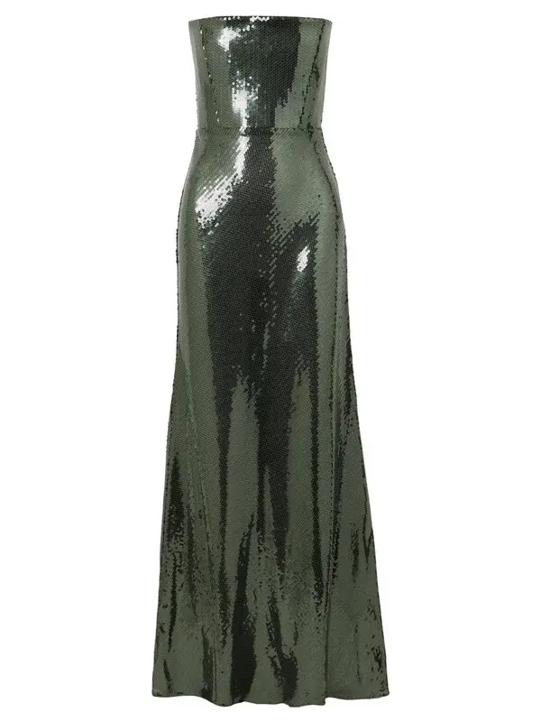 Alex Perry Strapless Sequined Mesh Gown - No