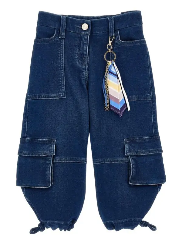 Monnalisa Scarf-detail Cargo Pants - Blue