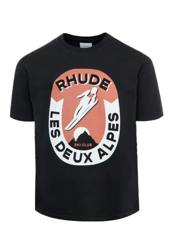 Rhude Logo Printed Crewneck T-shirt - Black