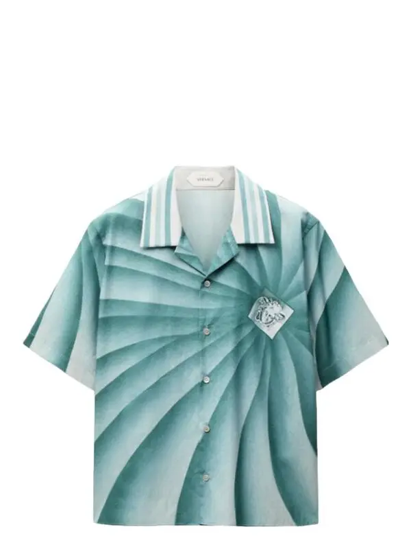 Versace Medusa Vortex-print Shirt - Light Blue