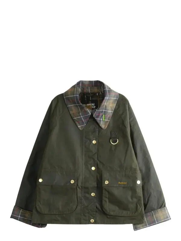 Barbour Icons Tartan Collar Spey Waxed Jacket - Olive