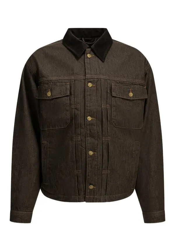7 For All Mankind Denim Jacket With Corduroy Collar - Dark Brown