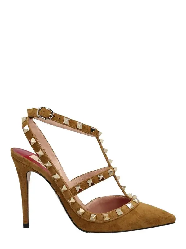 Valentino Garavani Rockstud Strappy Heeled Pumps - Brown