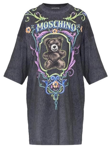 Moschino Long-sleeved Animal Motif Dress - Black