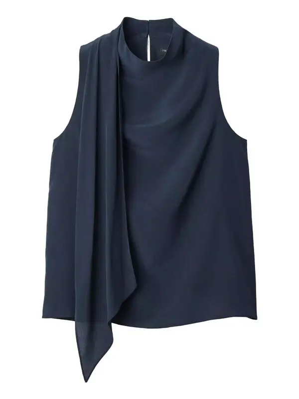 Rag & Bone Silk Twill Scarf-neck Top - Black