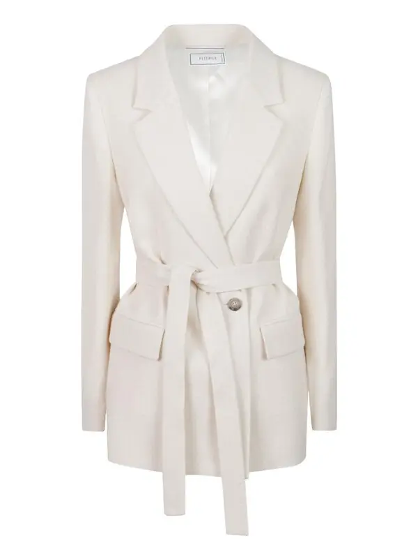 Peserico Long-sleeved Belted Blazer - Light Neutral