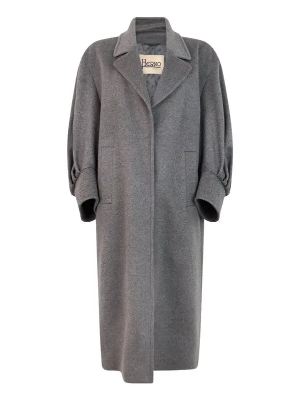 Herno Long-sleeved Cashmere Overcoat With Lapel Collar - Grey