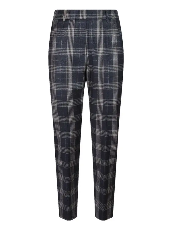 Peserico Check Pattern Trousers - Black