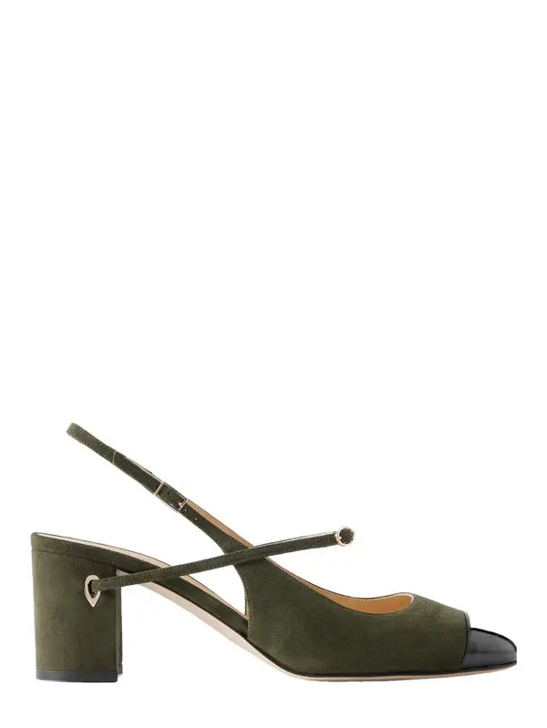 Jennifer Chamandi Patent Leather-trimmed Suede Slingback Pumps - No