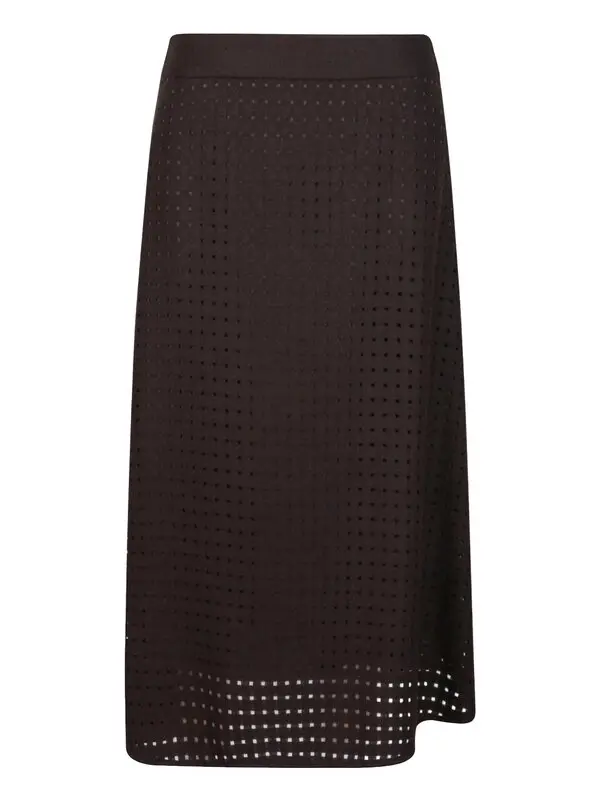 Peserico Cut-out Detailed Midi Skirt - Brown