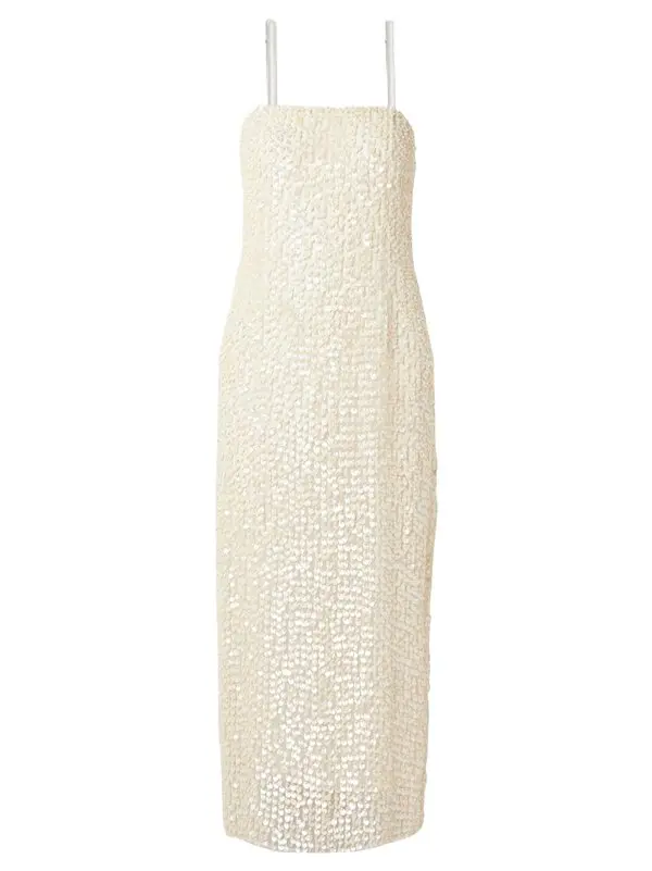 Adam Lippes Embellished Silk-organza Midi Dress - White