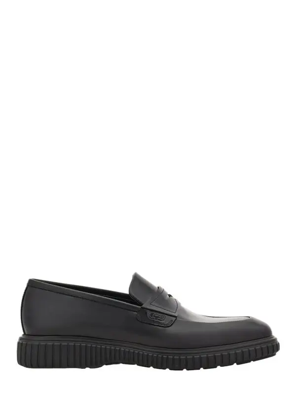 FERRAGAMO Leather Casual Loafer - Black