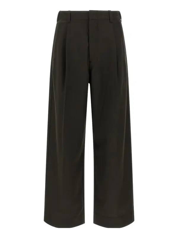LEMAIRE Single-pleat Tailored Pants In Tropical Wool Blend - Moss
