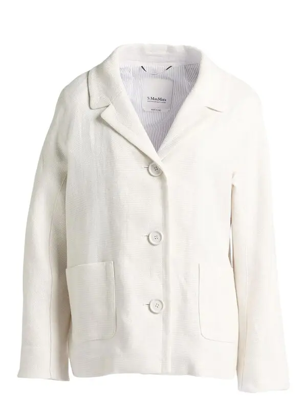 Max Mara Single-breasted Canvas Blazer - White
