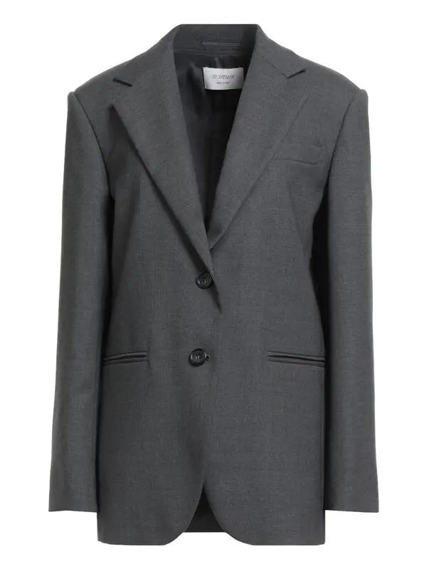 Sportmax Single Breasted Wool Blazer - Grey
