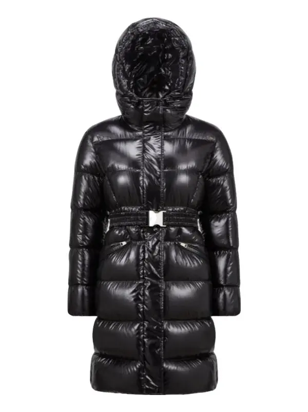 Moncler Bellevue Belted Long Down Coat - Black