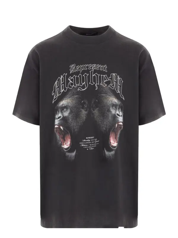 REPRESENT Blackletter-print Cotton T-shirt - Black