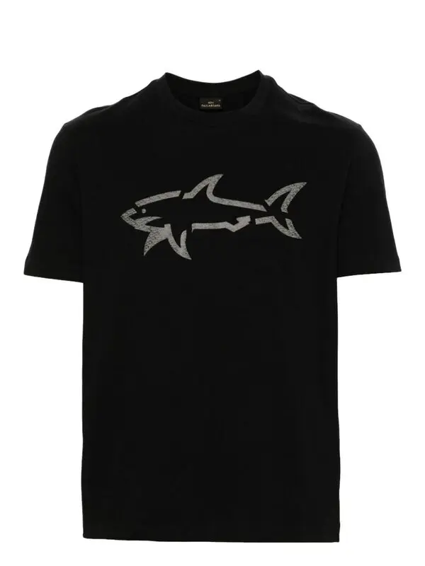 Paul & Shark Shark-print Cotton T-shirt - Black