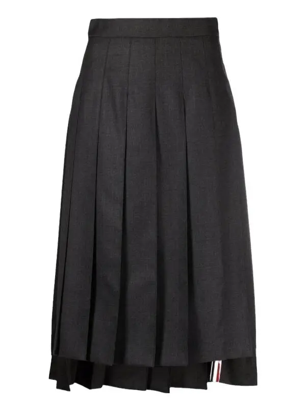 Thom Browne High-waist Pleated Midi Skirt - Dark Gray