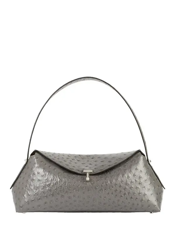 TOTEME T-lock Ostrich-embossed Shoulder - Grey
